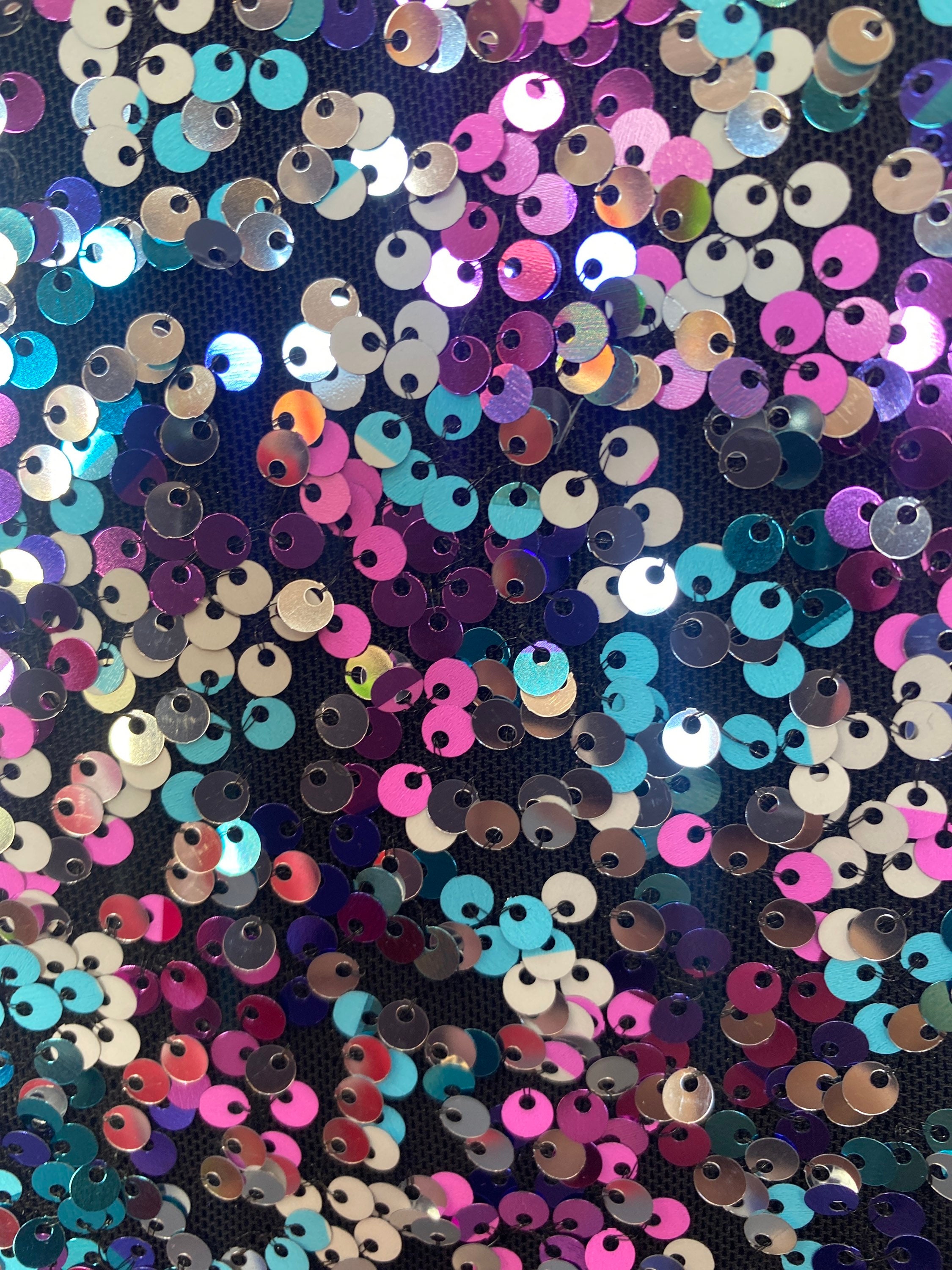 Multi-color 4 Way Stretch Mesh Black Wave Designs Sequins Fabric Sold ...