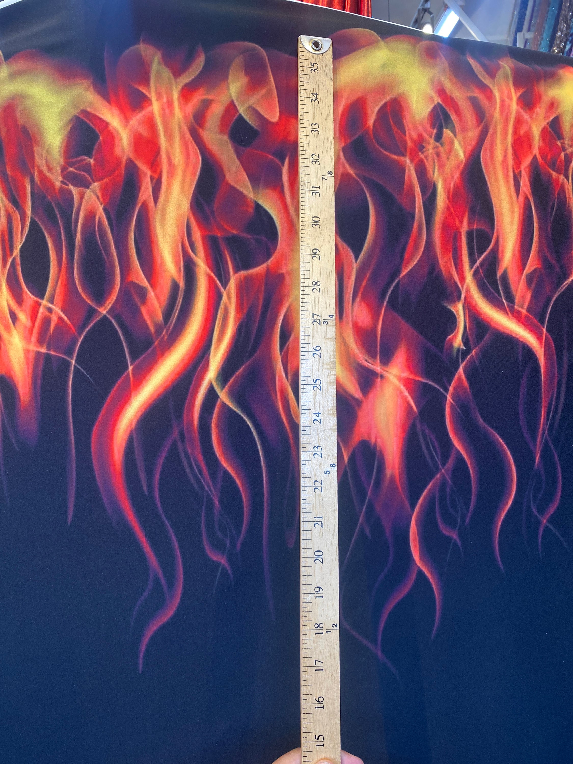 Black Fire Flame Design Spandex Stretches to All 4 Sides Sold by the ...