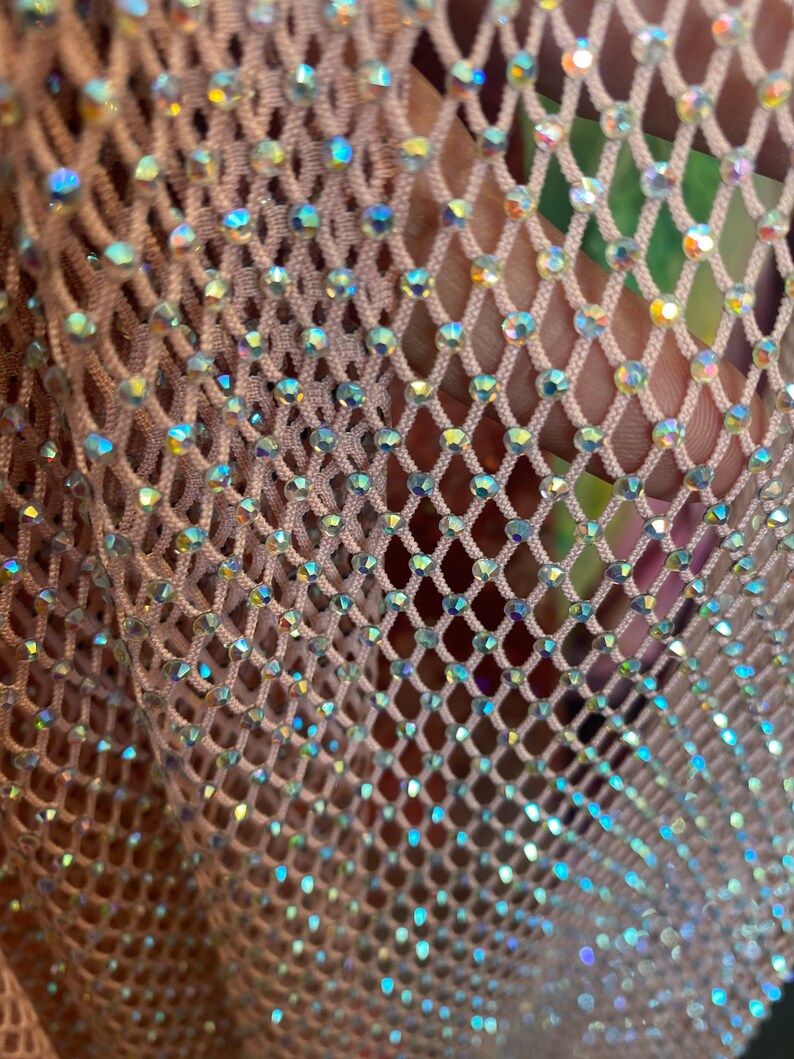 Pink Fish Net With Rhinestones Iredecen Stretches for All 4 Sides Sold ...