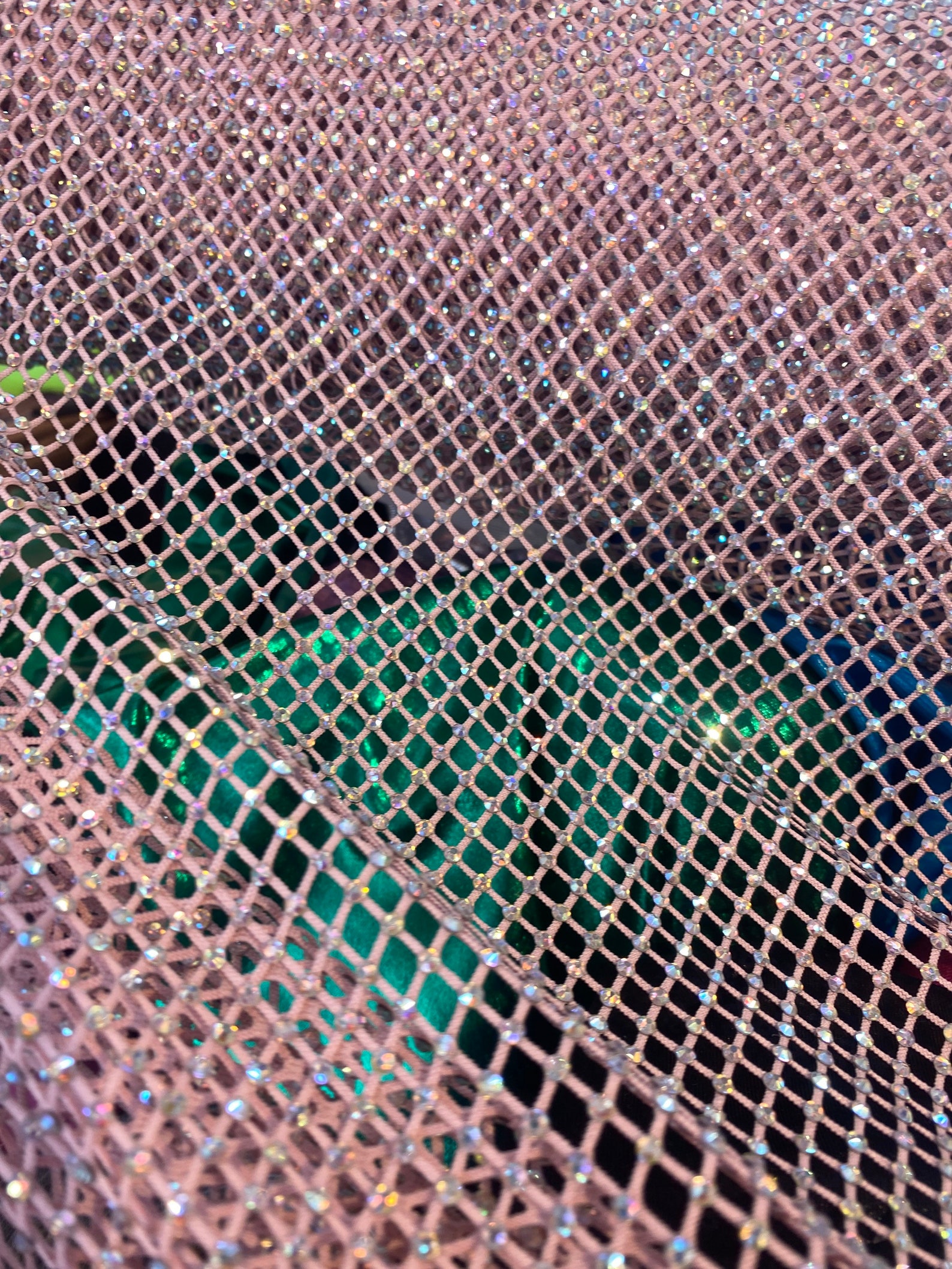 Pink Fish Net With Rhinestones Iredecen Stretches for All 4 Sides Sold ...