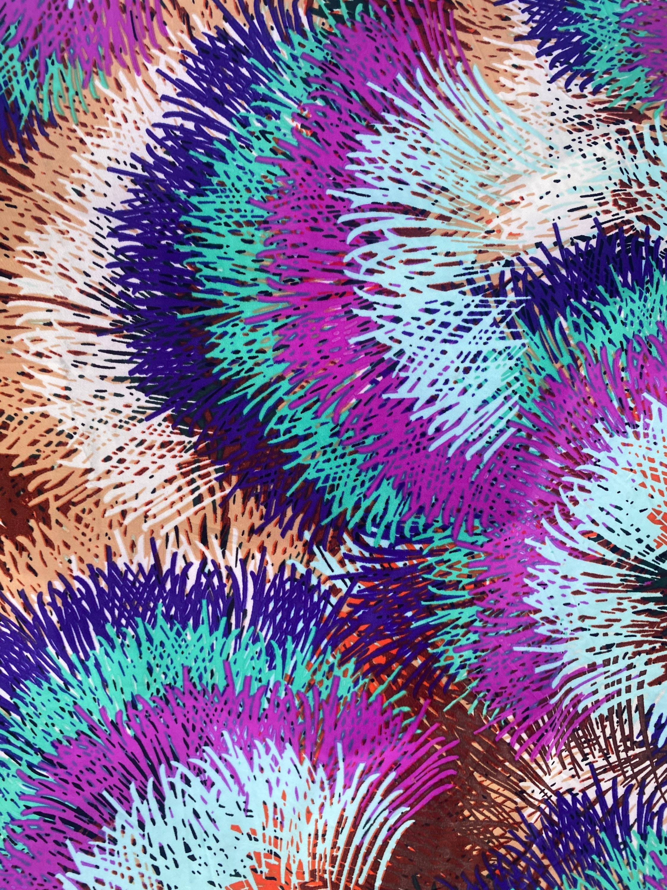 Multi-color Fan Design Stretches for 2 Sides and Sold by the Yard - Etsy