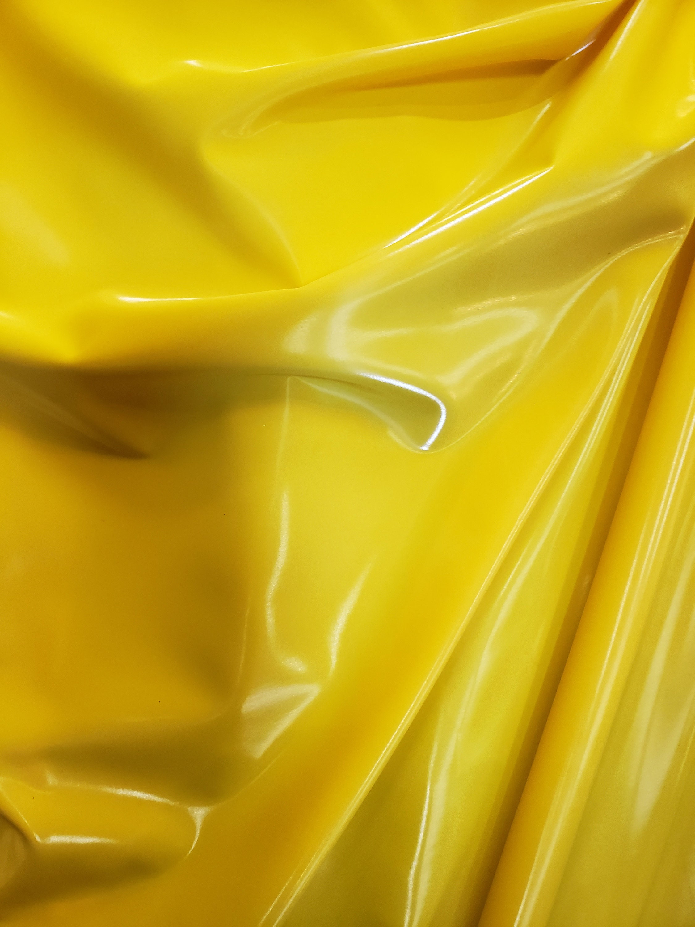 Shiny 4 Way Stretch Yellow Latex With Thick Spandex Fabric Sold by the ...