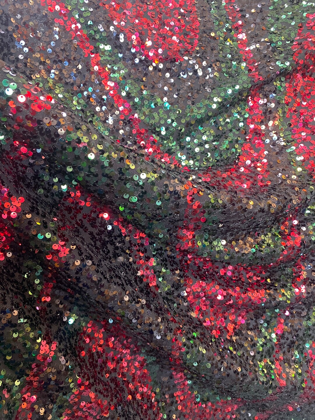 Hanging Sequin With Wave Design Estresh Mesh on All 4 Sides Fabric Sold ...