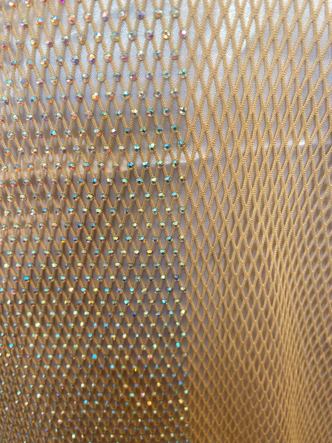 Tan Fish Net With Rhinestones Iredecen Stretches for All 4 Sides Sold ...