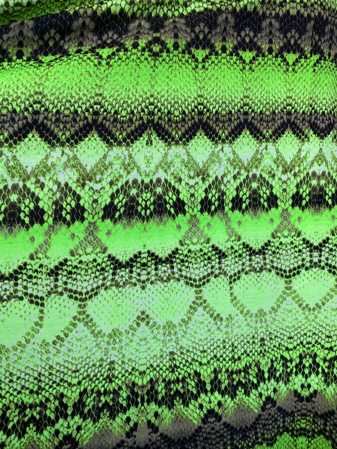 Neon Green Snake 60 Wide Stretches 4 Sides Sold by the Yard - Etsy