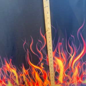 Black Fire Flame Design Spandex Stretches to All 4 Sides Sold by the ...