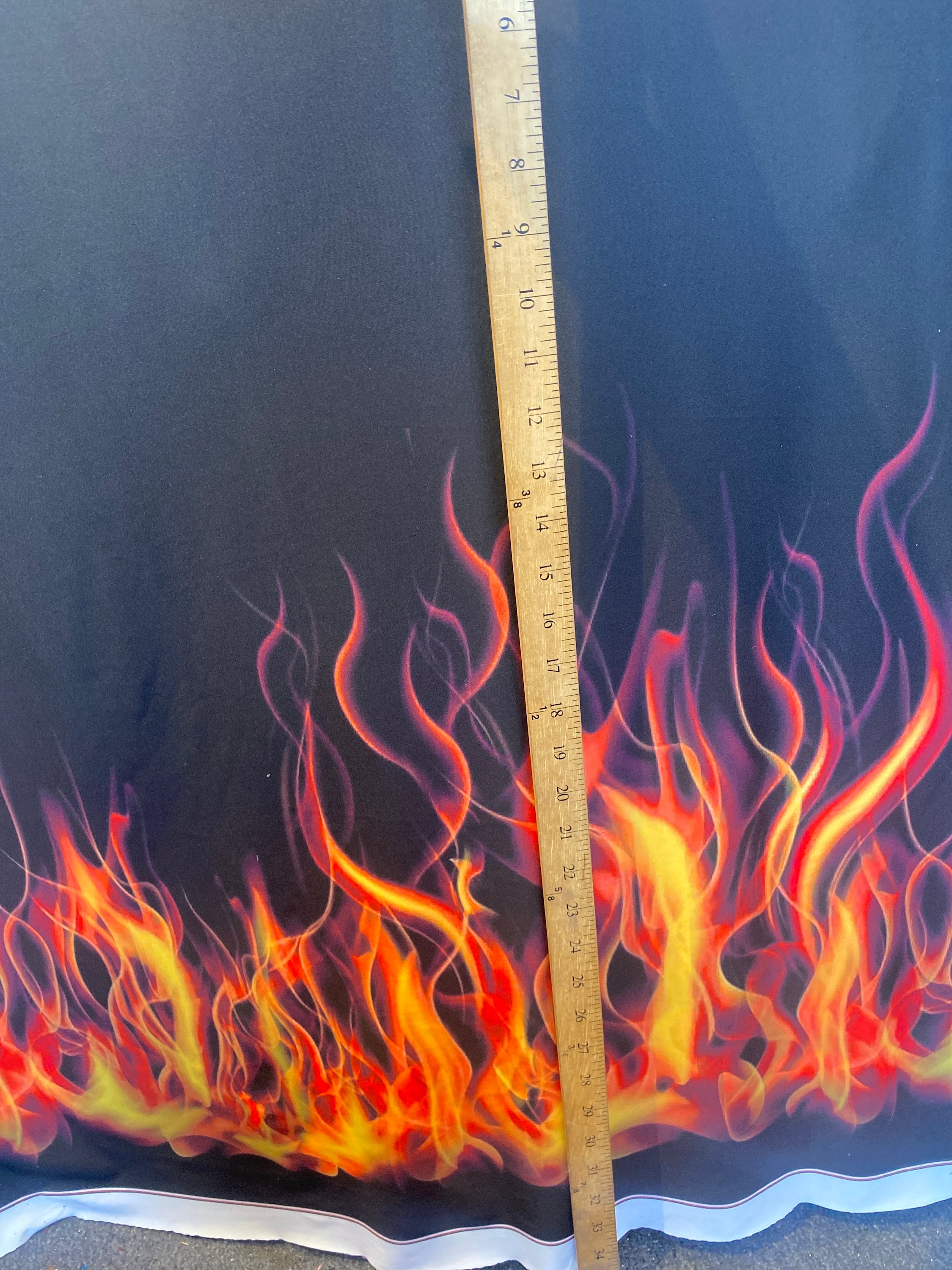 Black Fire Flame Design Spandex Stretches to All 4 Sides Sold by the ...
