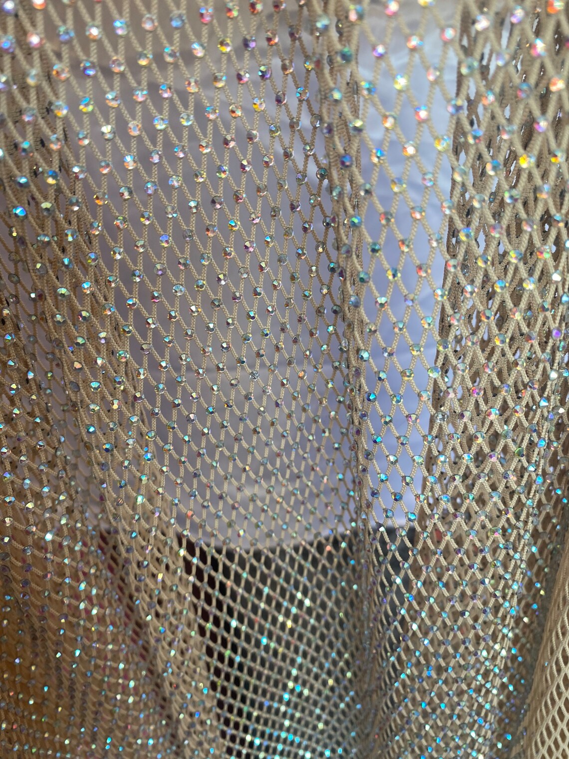 Tan Fish Net With Rhinestones Iredecen Stretches for All 4 Sides Sold ...