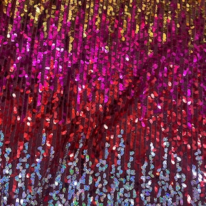 Multi-color Rainbow 2 Way Stretch Wave Designs Sequins Fabric Sold by ...