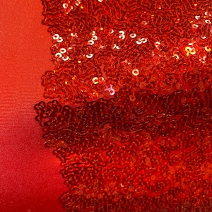 Elegant Iridiscente Red Sequin Red Spandex Stretch for All 4 Sides is ...