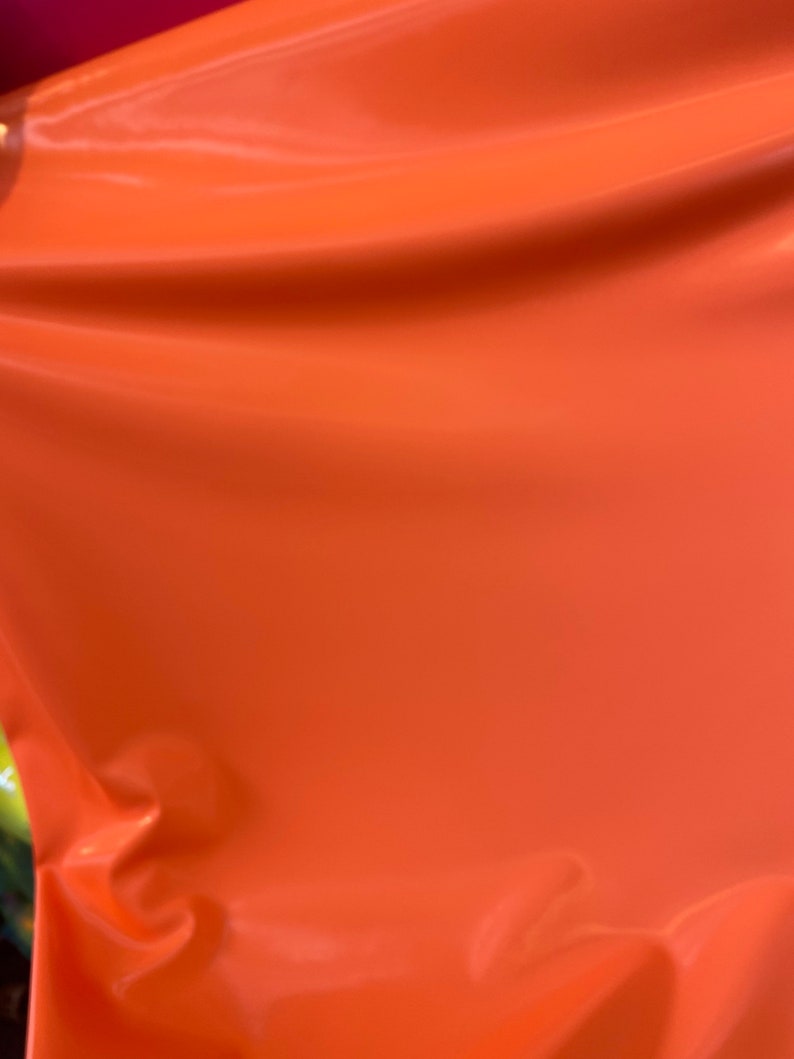 Shiny 4 Way Stretch Neon Orange Latex With Thick Spandex - Etsy