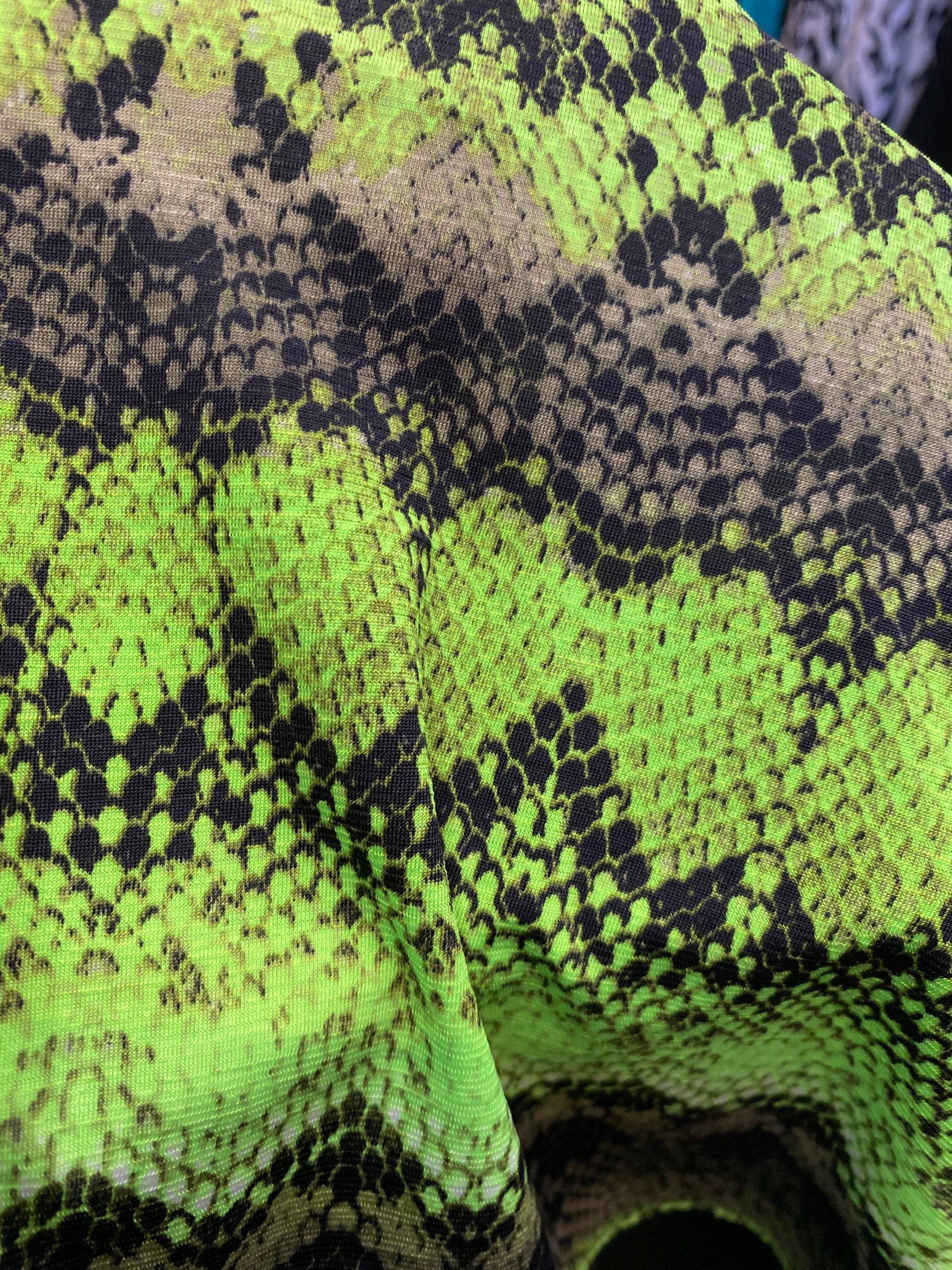 Neon Green Snake 60 Wide Stretches 4 Sides Sold by the Yard - Etsy