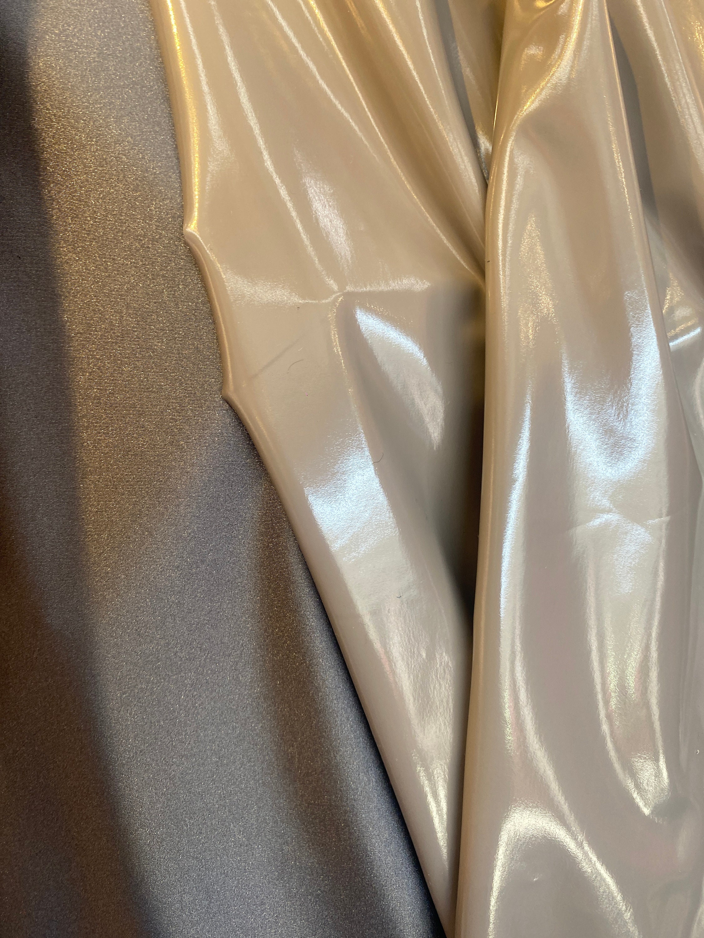 Shiny 4 Way Stretch D Grey Latex With Thick Spandex Fabric Sold by the ...