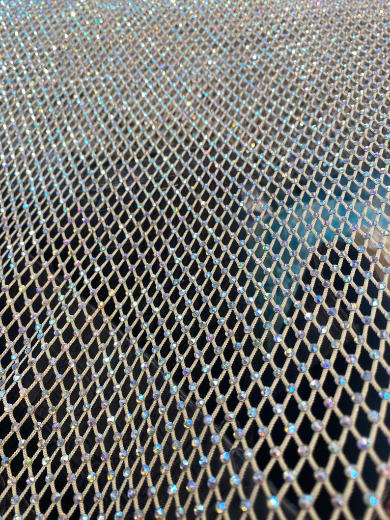 Tan Fish Net With Rhinestones Iredecen Stretches for All 4 Sides Sold ...