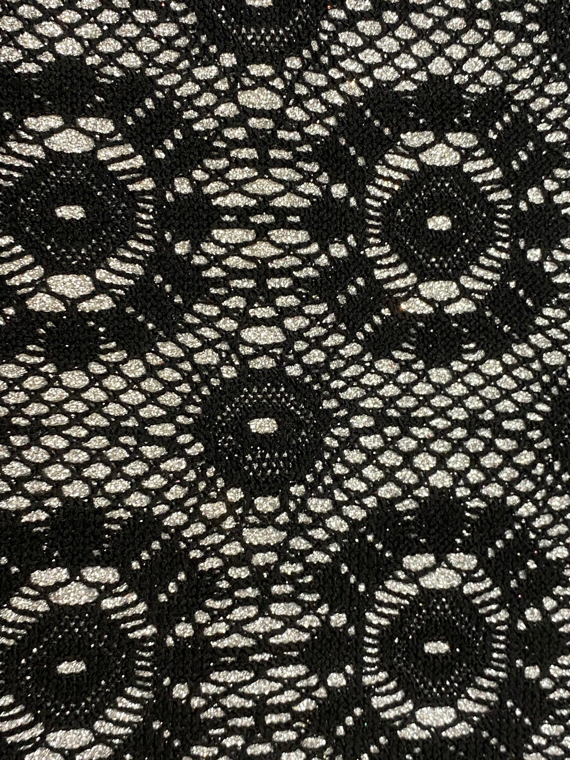 Glitter Designs Stretch 2 Way on Mesh Lace Fabric Sold by Yard Silver ...