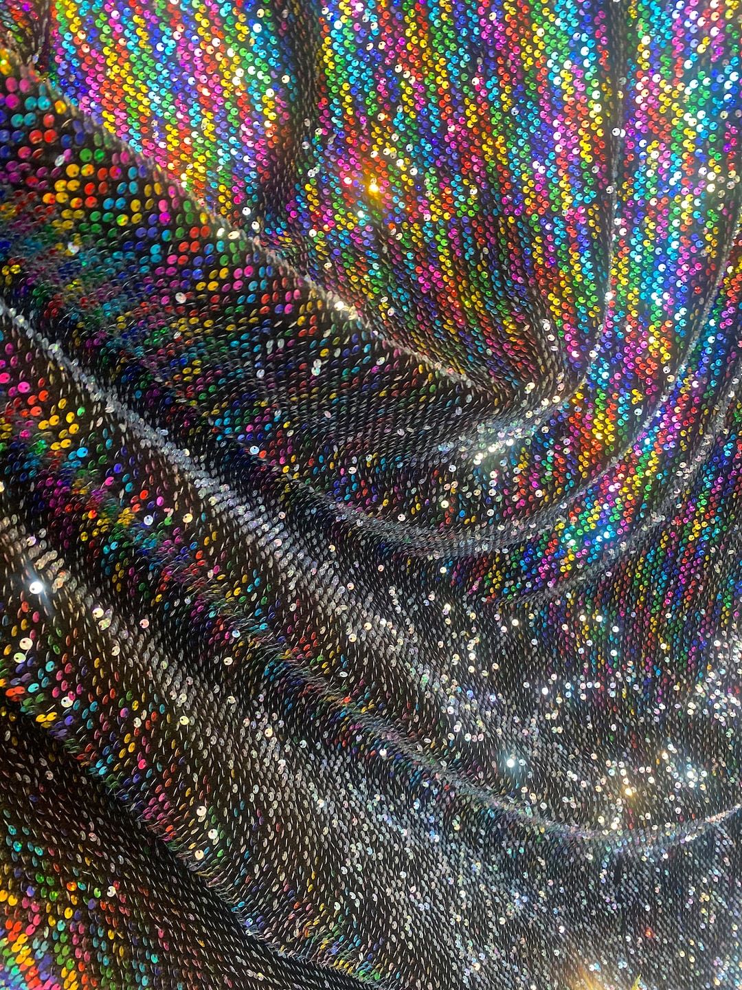 Hanging Sequins Multicolor 4 Way Stretch Velvet Fabric Sold by the Yard ...