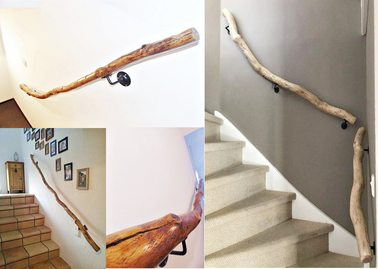 Natural Branches Handrails, Hanging Branches on the Wall, Stair ...