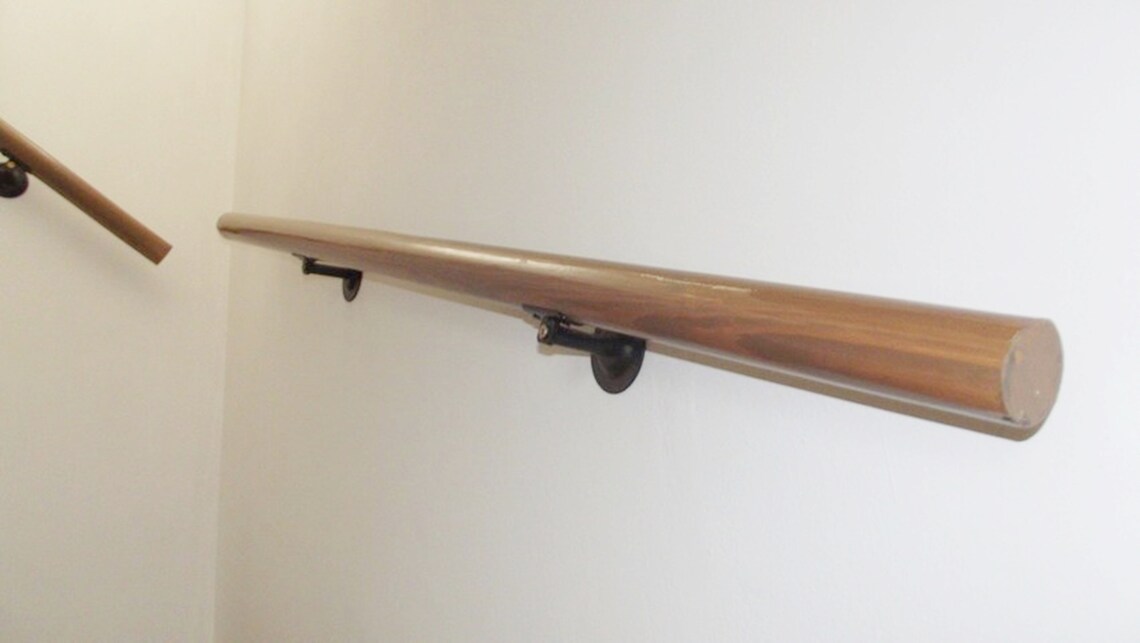 Kit Staircase Round Pin Wood Handrail Wall Mounted! - Etsy