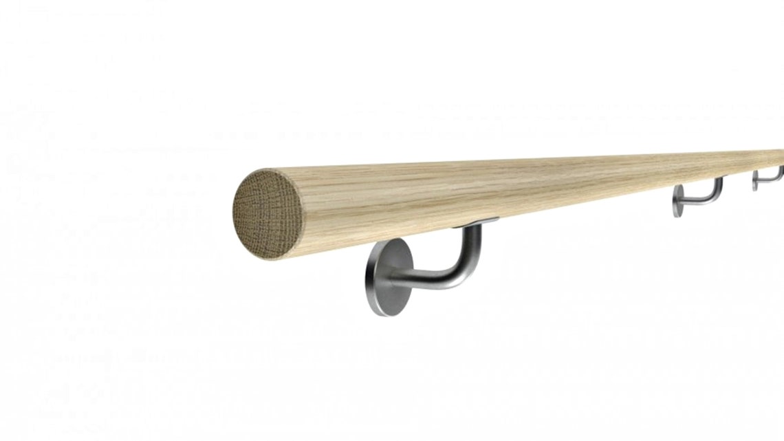 Kit Staircase Round Pin Wood Handrail Wall Mounted! - Etsy