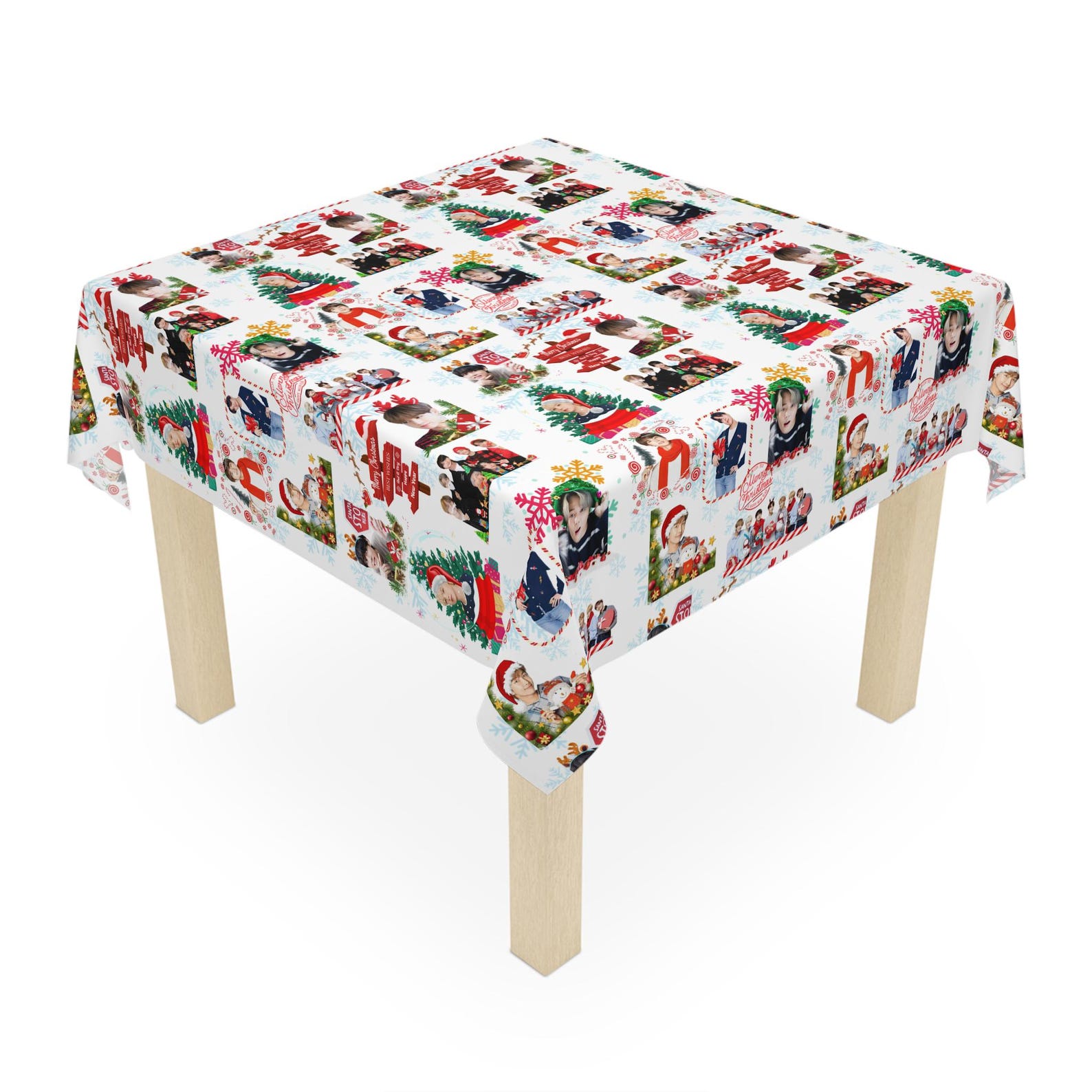 BTS OT7 Christmas Tablecloth, Kpop Christmas Tablecloth, BTS Holiday ...
