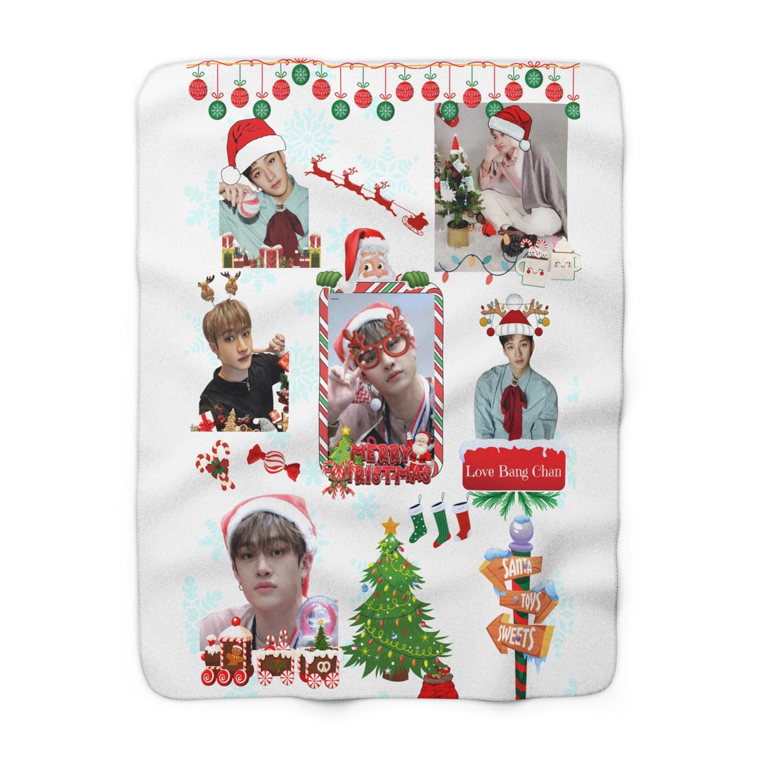 Stray Kids Bang Chan Christmas Sherpa Fleece Blanket, Kpop Fleece ...
