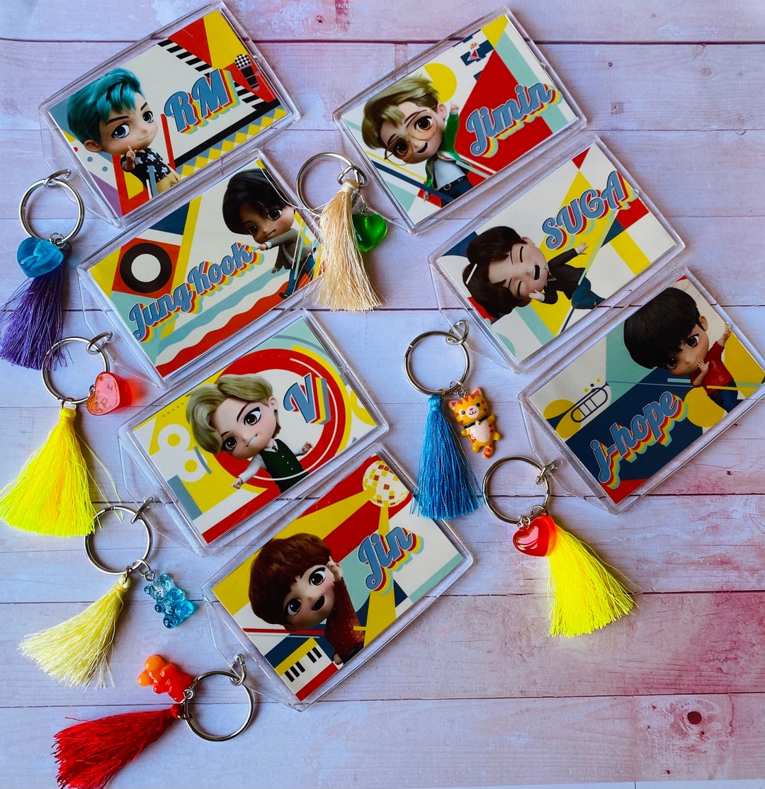 BTS Inspired Tiny Tan Dynamite Keychain, Tiny Tan, Namjoon, Hobi, RM ...