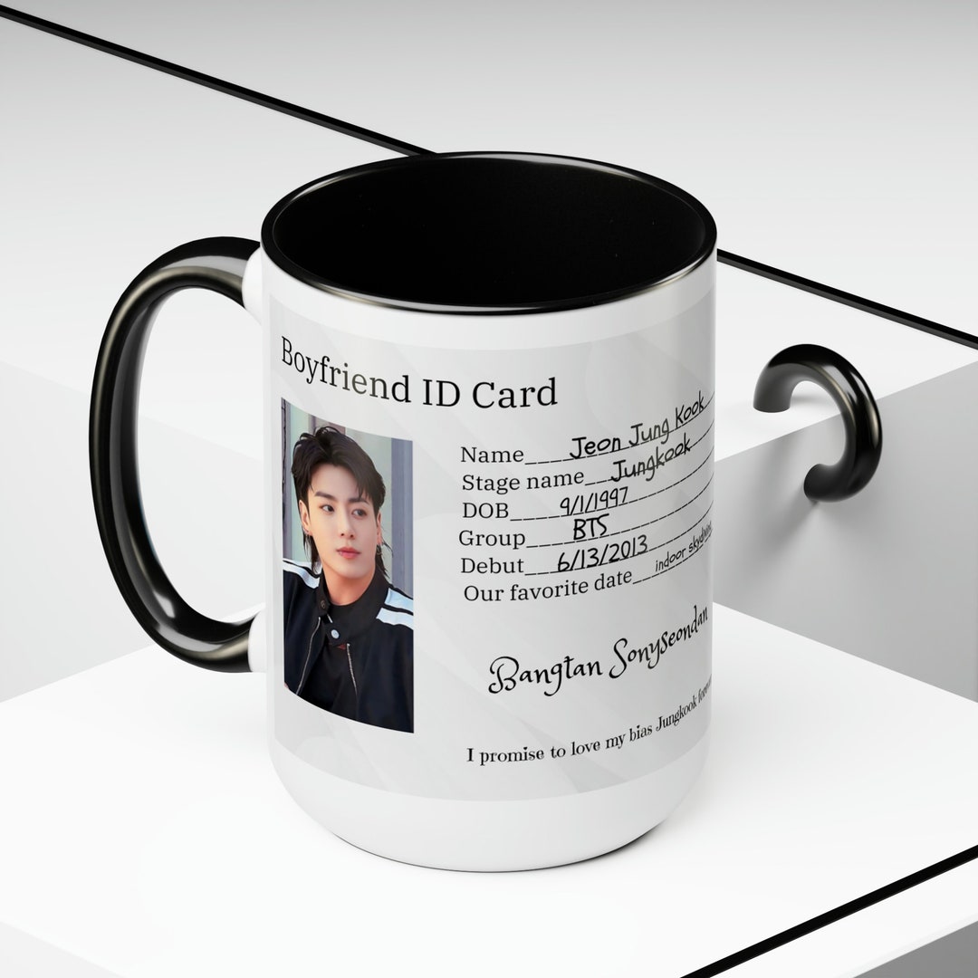 K-pop Boyfriend ID Card BTS Jungkook 15 Oz Mug, Coffee Mug, JK Mug ...