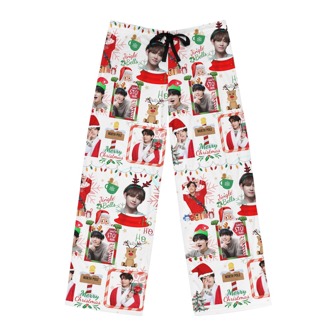 BTS Taehyung Christmas Men's Pajama Pants, Kpop Holiday Loungewear ...