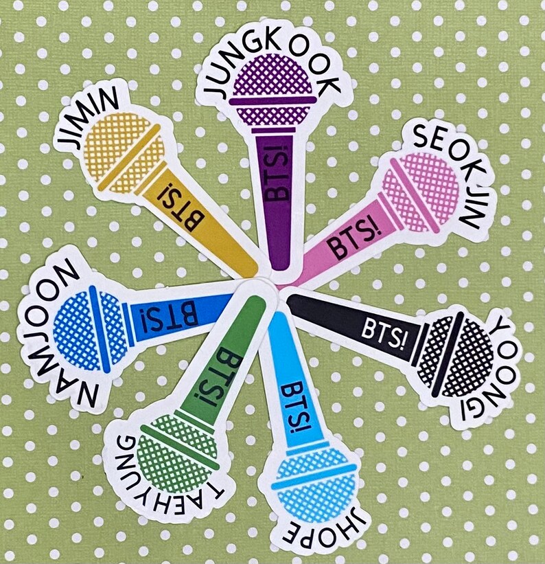 BTS Inspired Microphone Stickers Bias OT7 - Etsy