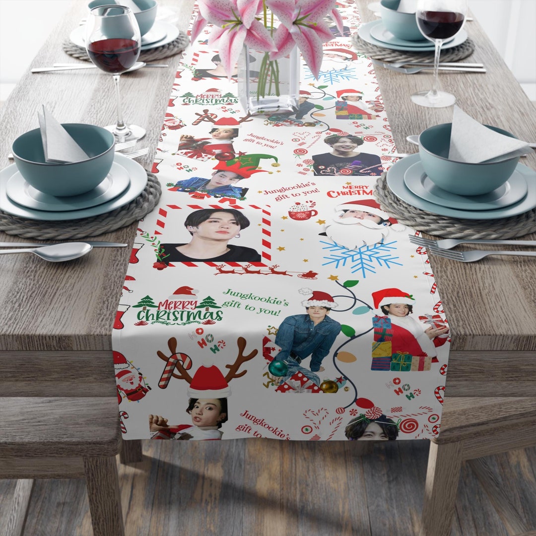 Jungkook Christmas Table Runner, BTS JK Christmas Table Runner, Kpop ...