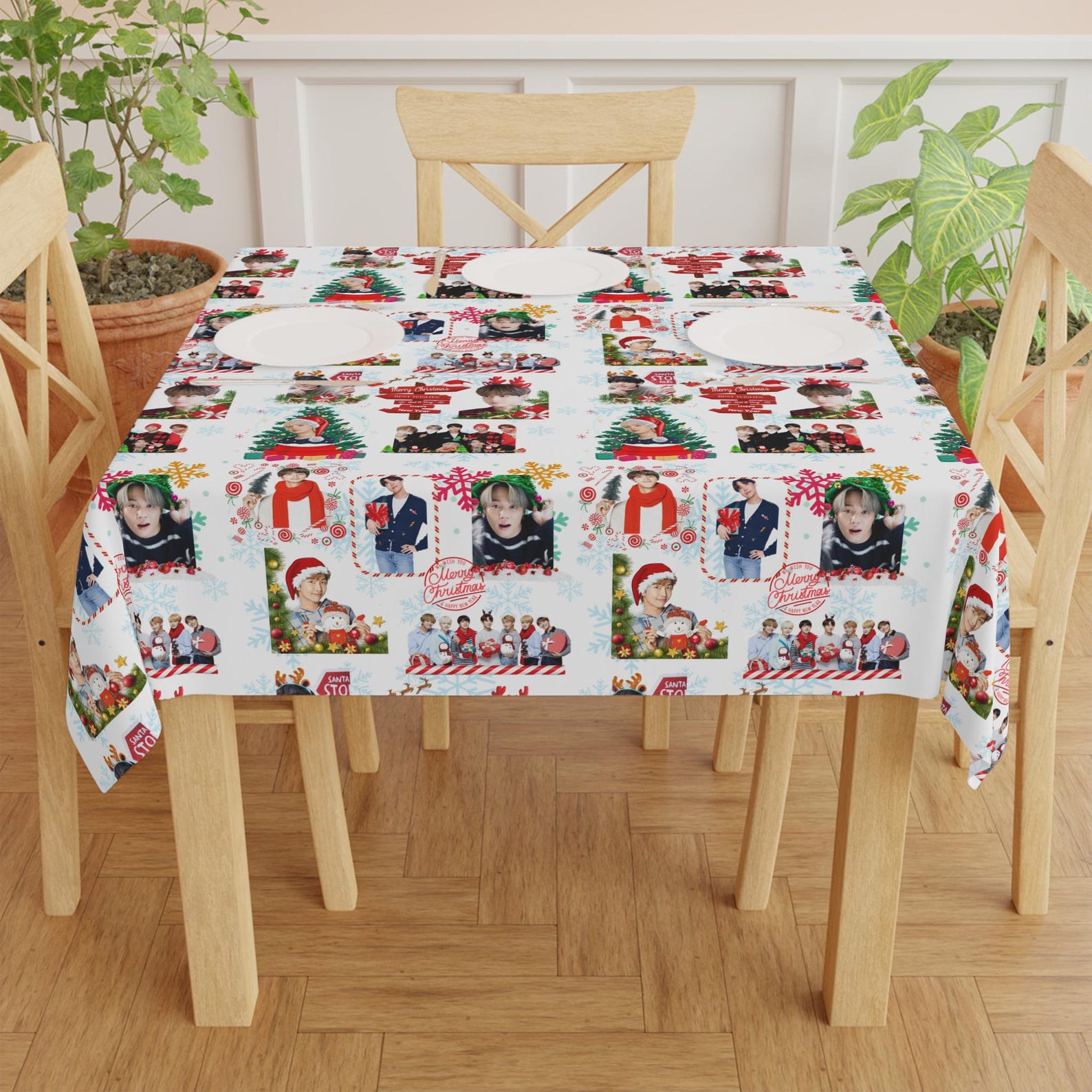 BTS OT7 Christmas Tablecloth, Kpop Christmas Tablecloth, BTS Holiday ...