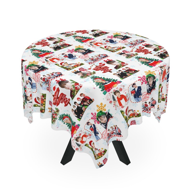 BTS OT7 Christmas Tablecloth, Kpop Christmas Tablecloth, BTS Holiday ...