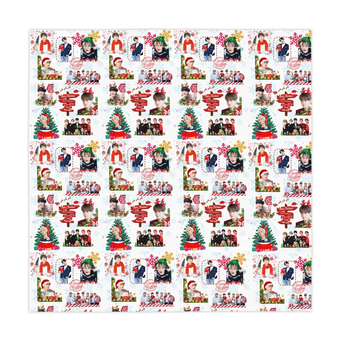 BTS OT7 Christmas Tablecloth, Kpop Christmas Tablecloth, BTS Holiday ...