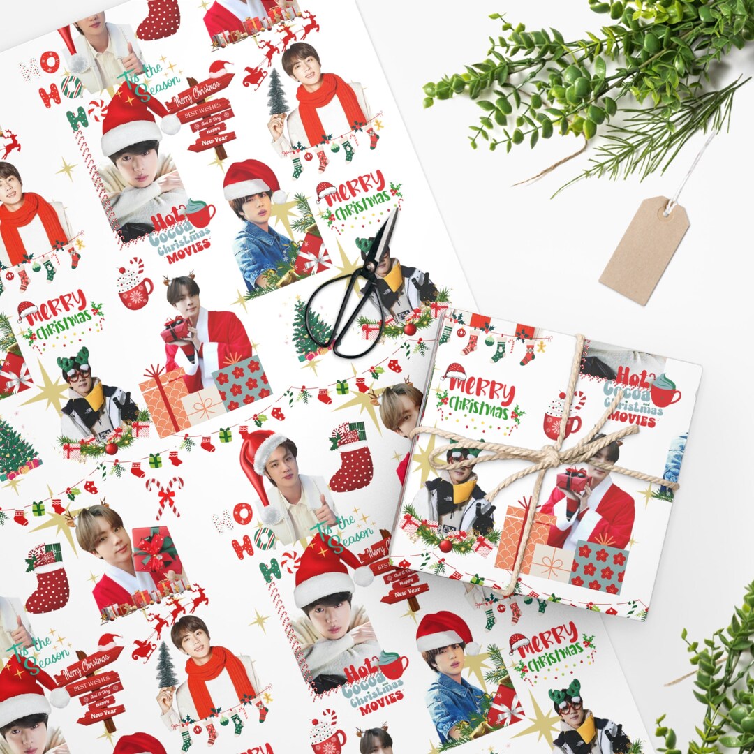 BTS Inspired Jin Christmas Wrapping Paper, BTS Christmas Wrapping Paper ...
