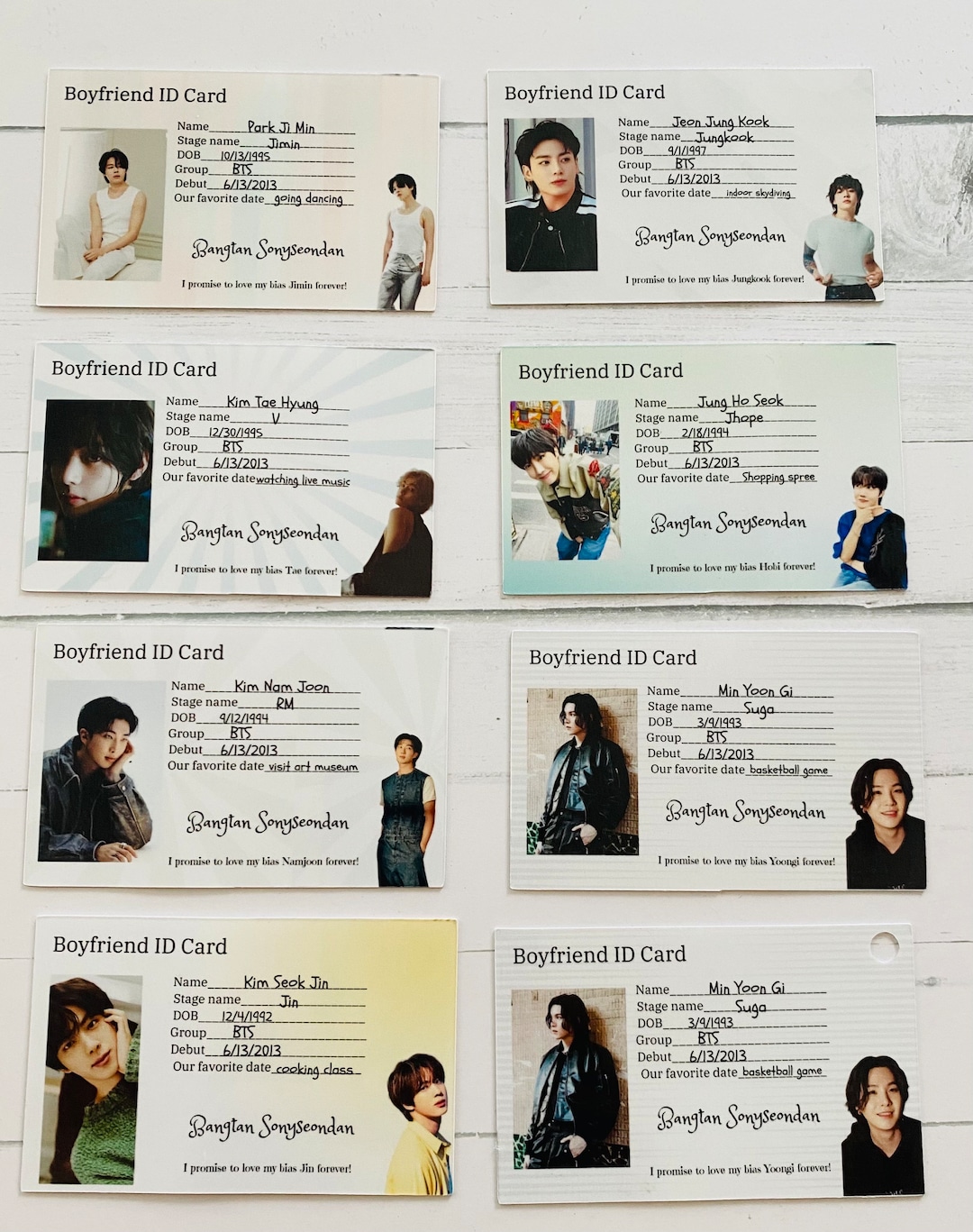 Kpop BTS Indentification ID Card, BTS My Boyfriend Wallet Card, K-pop ...