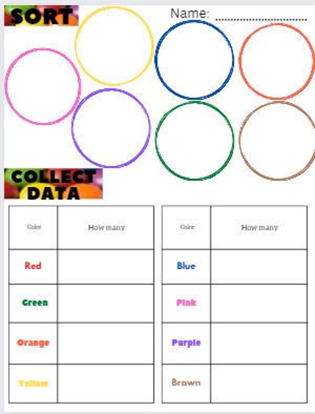 Smarties Graphing Work Sheet W/lesson Plan - Etsy