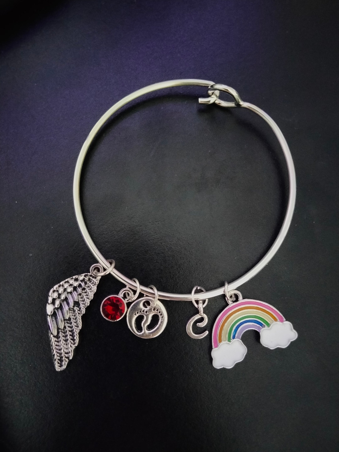 Child Loss / Miscarriage/ Rainbow Baby Bangle Charm Bracelet / Memorial ...