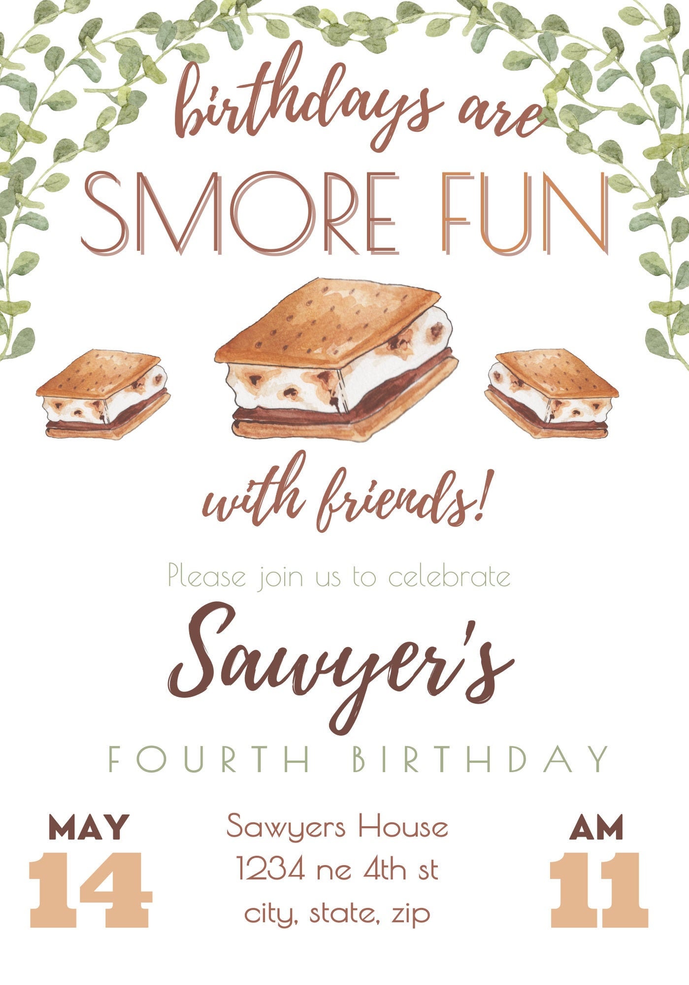 SMORE FUN Camping Themed Bday Invite - Etsy