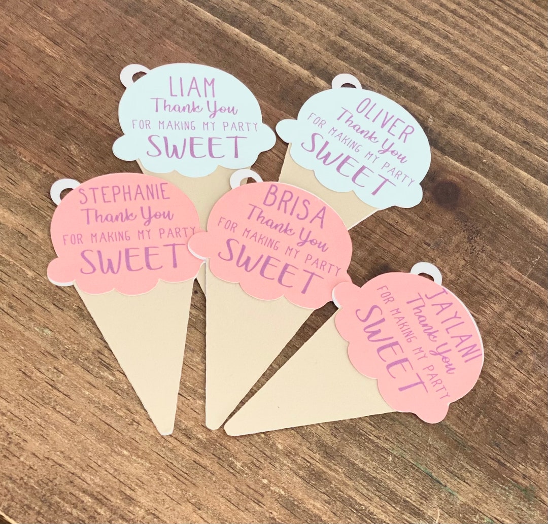 Ice Cream Party Tags, Ice Cream Party Favor Tags, Ice Cream Thank You ...