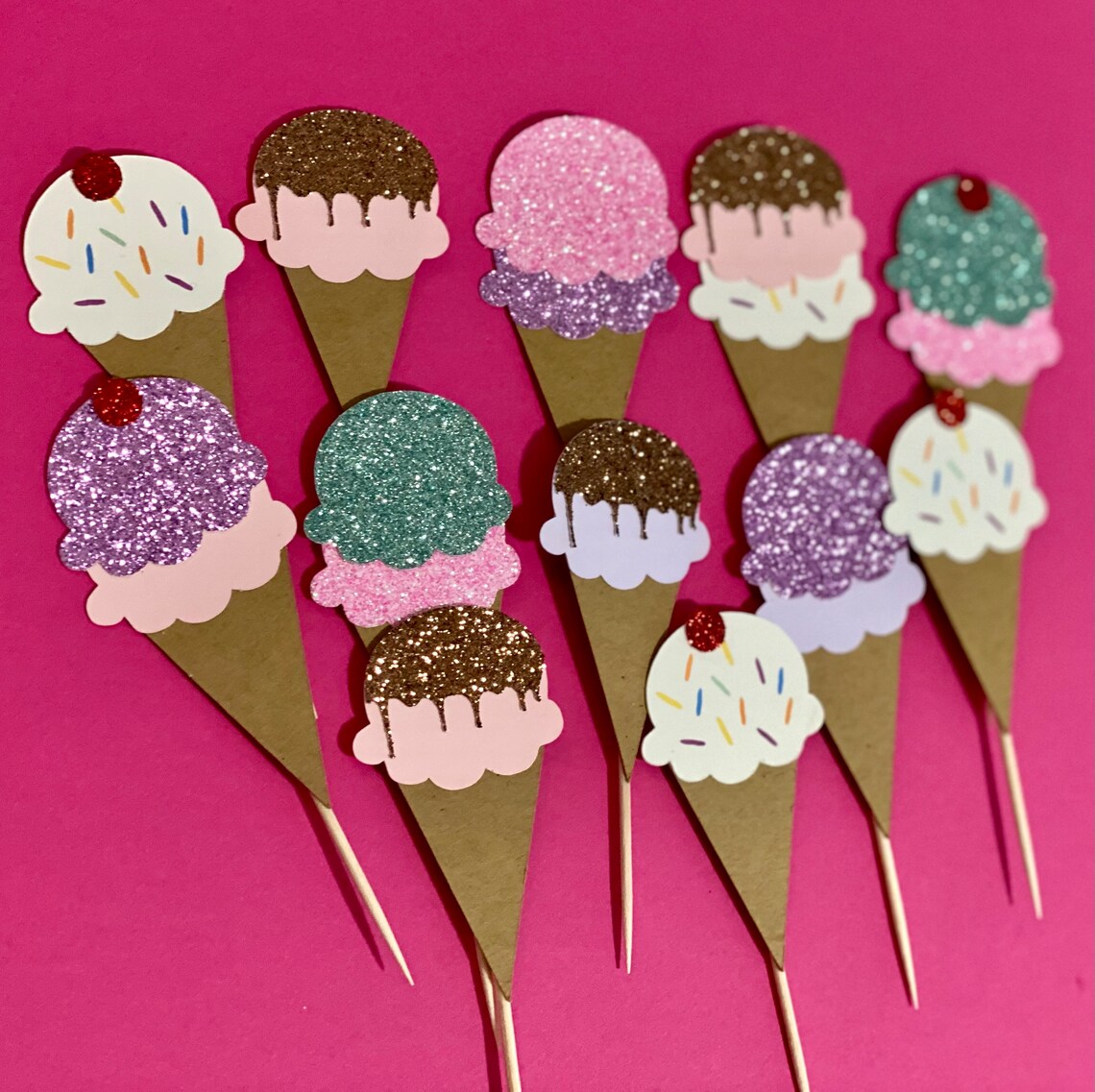Ice Cream Cupcake Topper for Ice Cream Sweets Party Decor - Etsy