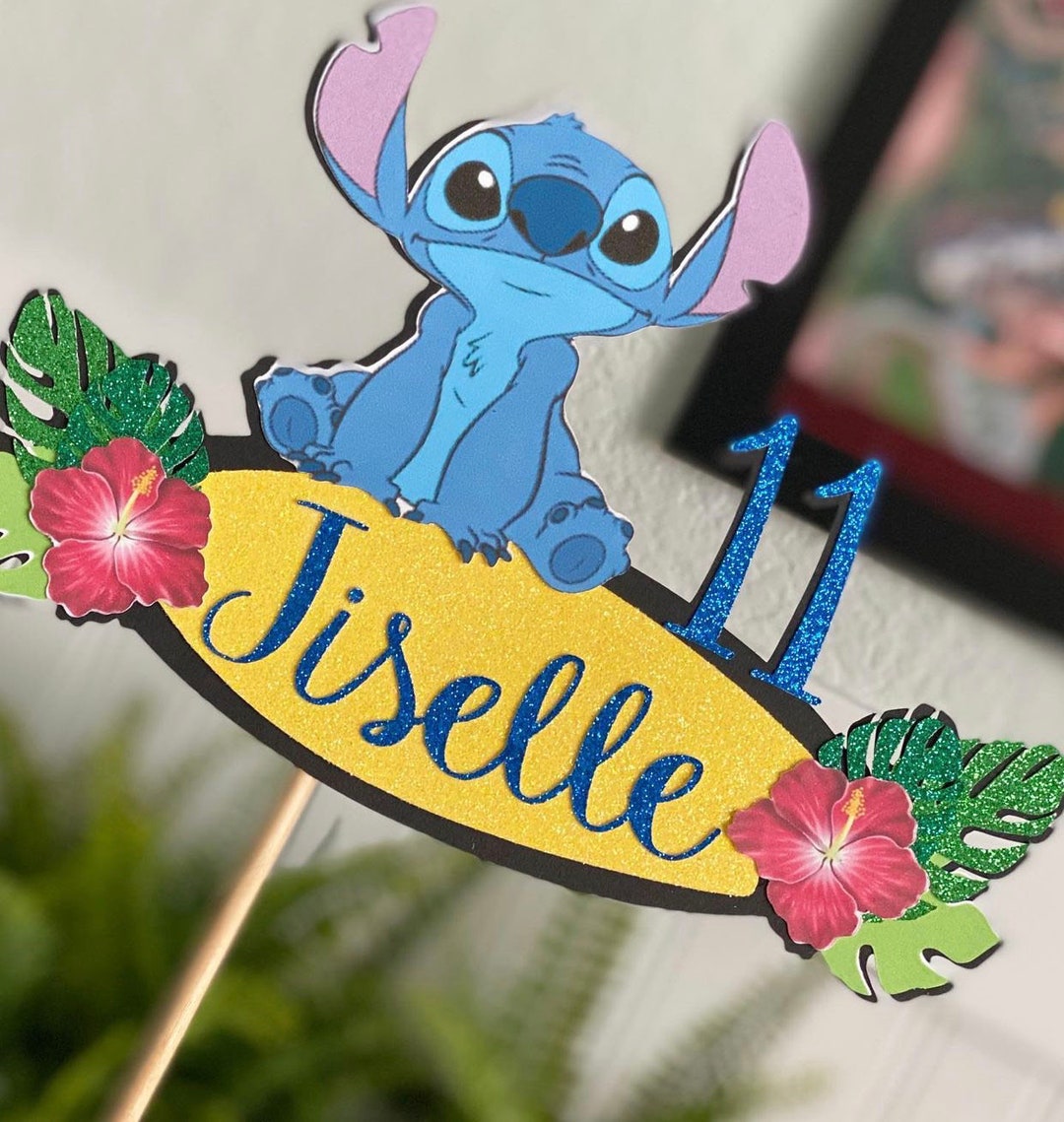 Stitch Cake Topper, Stitch Topper With Name and Age, Stitch Party, Cake ...