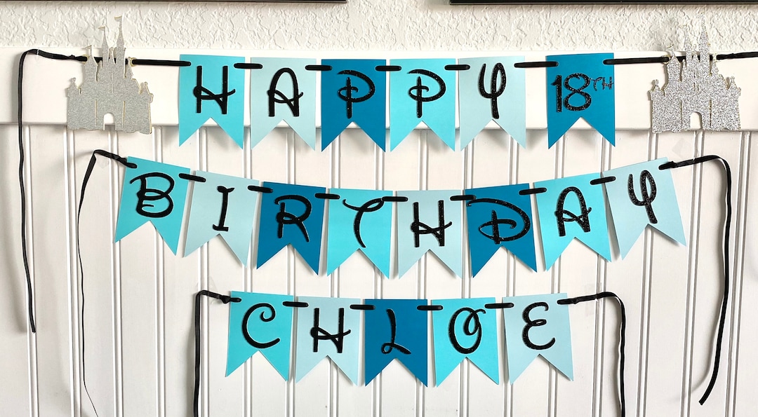 Princess Castle Banner With Name and Age, Cinderella Banner, Blue ...