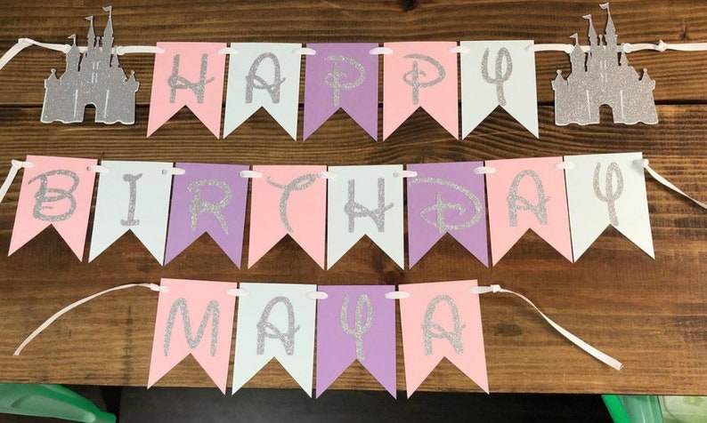 Princess Birthday Banner, Princess Castle Birthday Banner, Princess ...
