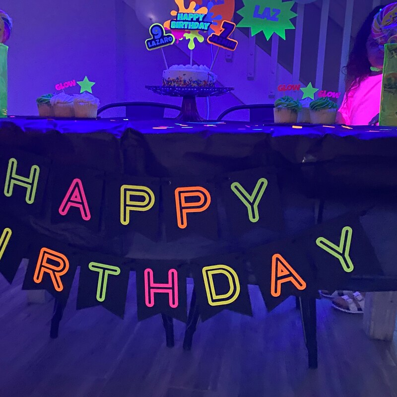 Neon Birthday Banner - Etsy