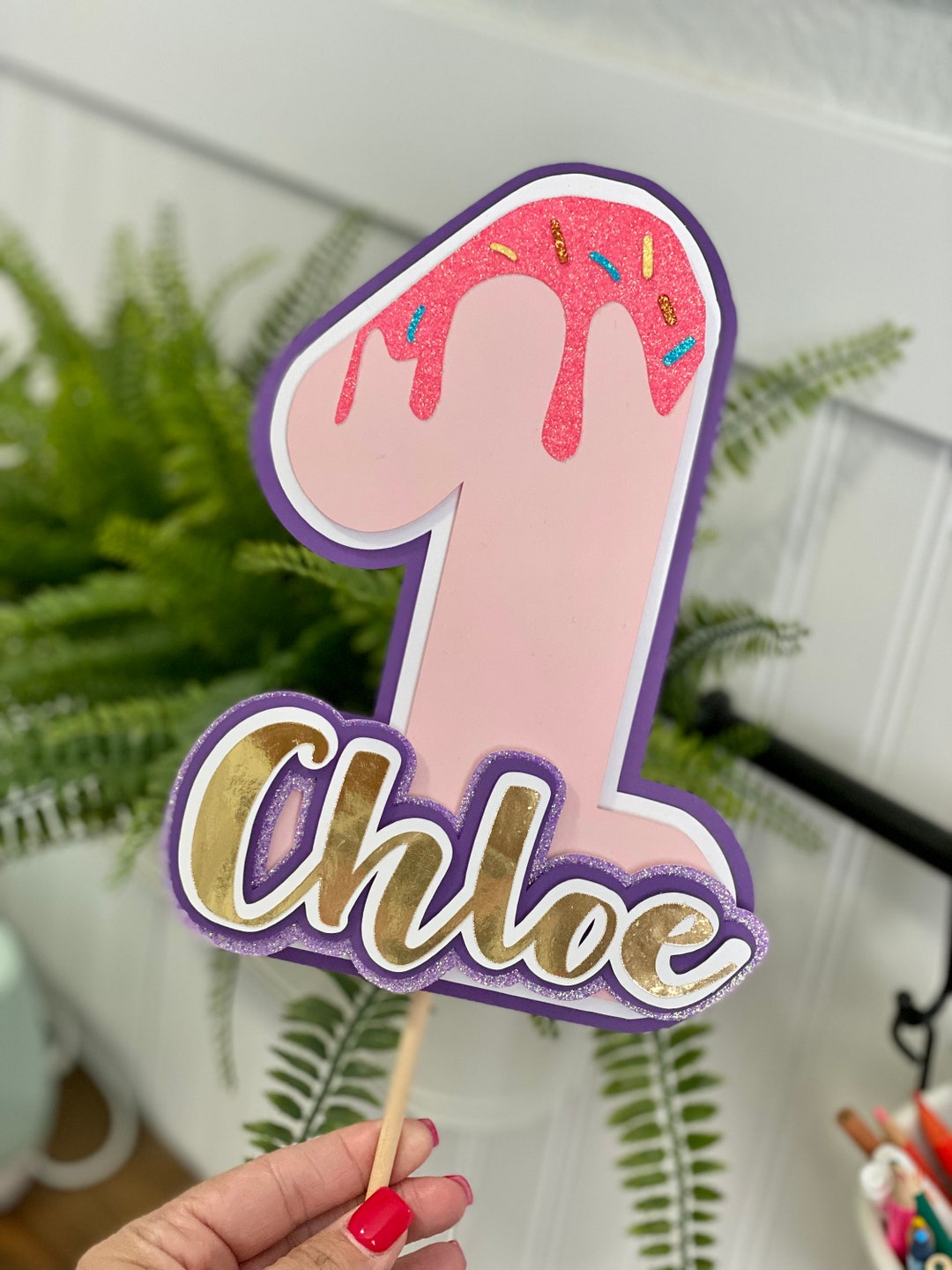 3D Cake Topped With Name and Age, 3D Cake Topper, Cake Topper Doughnut ...