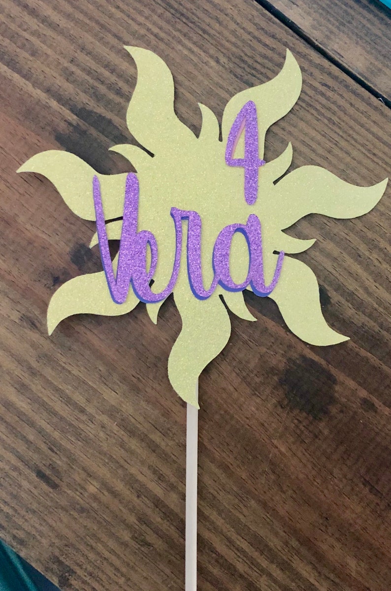 Rapunzel Cake Topper With Name and Age, Rapunzel Sun Cake Topper ...
