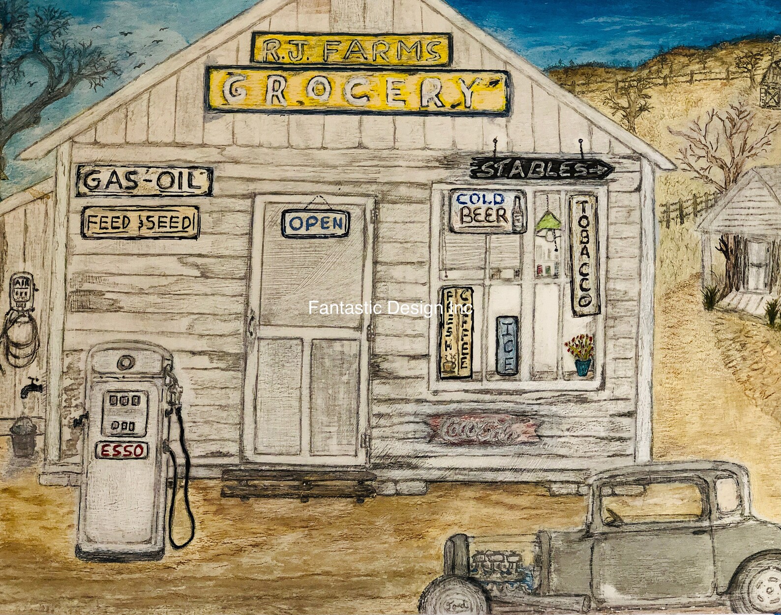 Hot Rod Art, Gas Pump Art, Gasoline Station Art, Digital Art, Art Print ...