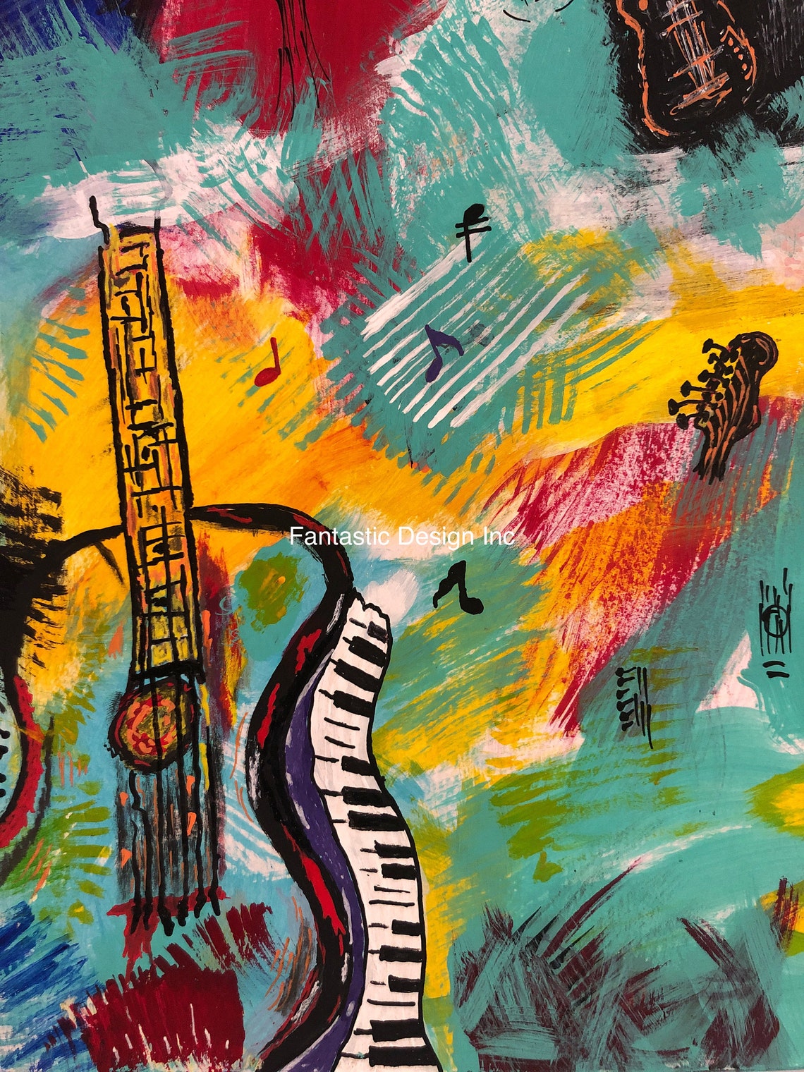 Abstract Guitar Wall Art Wall Art Music Room Art Man Cave | Etsy