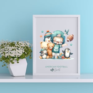 Cute Watercolor American Football Clipart Set, Cute Sports ...