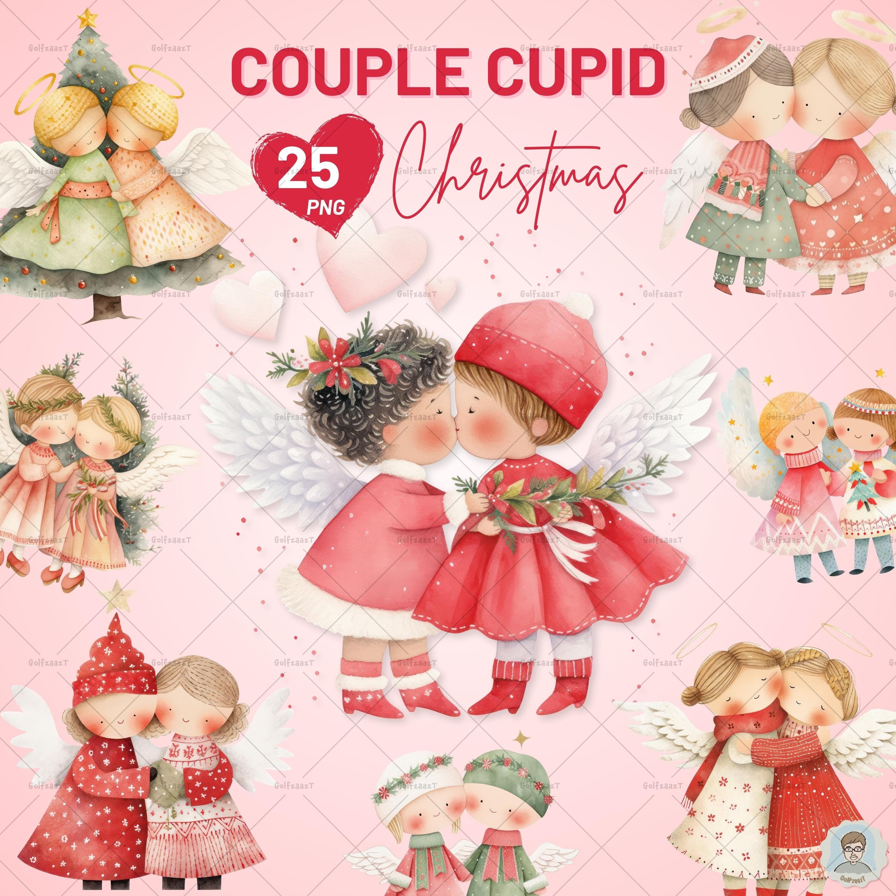 Christmas Couple Angels Clipart, Angel Clipart Bundle, Little Couple ...